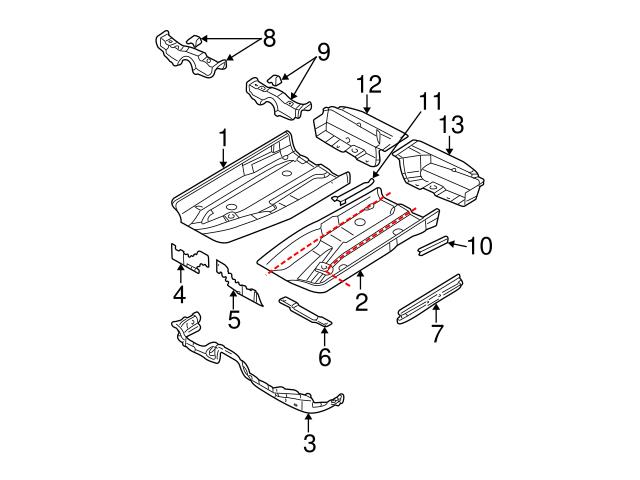 Genuine VW/Audi 443803253 Floor Pan Bracket; Left Outer, Right Outer ...