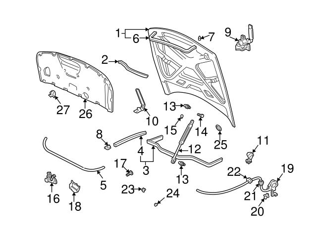 Genuine VW/Audi 4B0823723A Hood Seal; Rear - Audi | AU4B0823723A