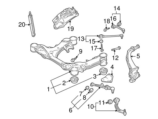 Genuine VW/Audi 4D0399415L Suspension Crossmember Insulator; Left Front ...