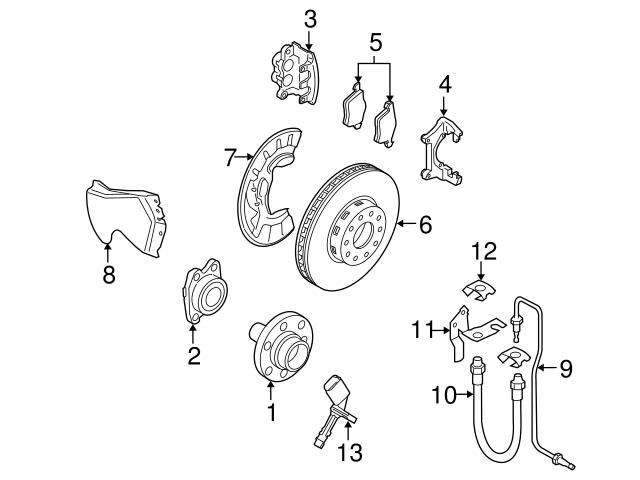 Genuine VW/Audi 4E0615123 Brake Caliper; Front - Audi, VW | VW4E0615123