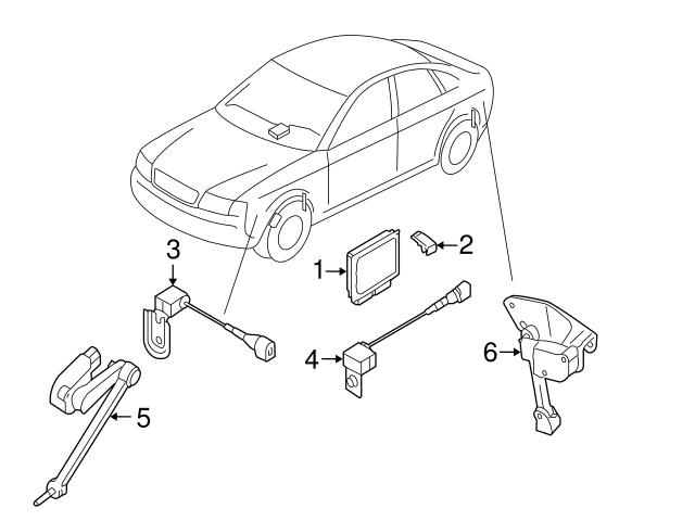 Genuine VW/Audi 4E0616571E Headlight Level Sensor; Rear Left - Audi, VW ...