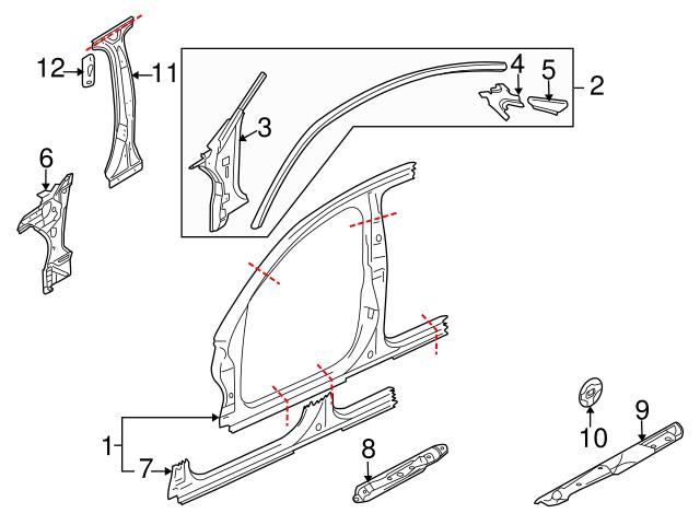 Genuine VW/Audi 4E0809546C C Pillar; Right Upper, Right Inner - Audi ...