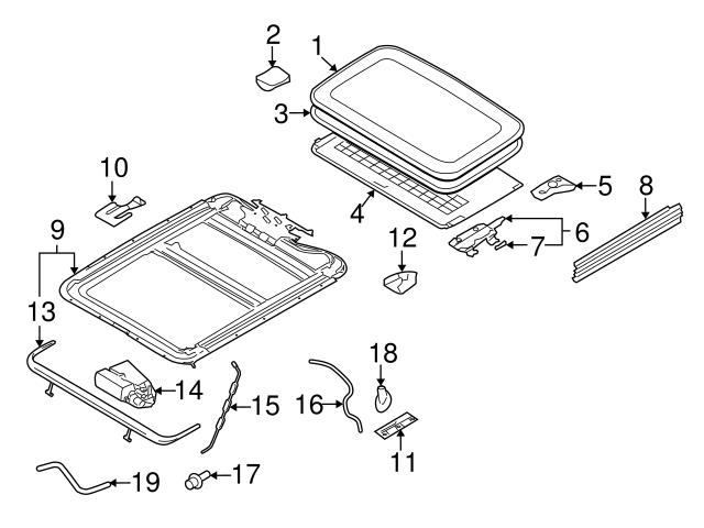 Genuine VW/Audi 4E0877275B Sunroof Guide Jaw; Left - Audi | AU4E0877275B