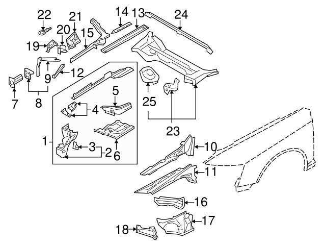 Genuine VW/Audi 4F0805605C Fender Rail Bracket; Left - Audi | AU4F0805605C