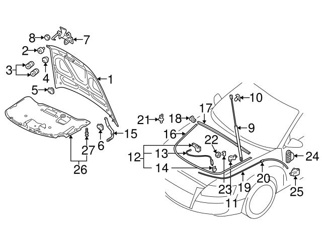 Genuine VW/Audi 4F1823633B Hood Release Handle Bracket - Audi ...