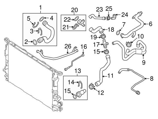 Genuine VW/Audi 4G0122293G Engine Coolant Overflow Hose Adapter; Lower ...