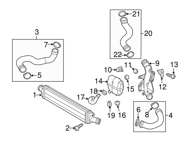 Genuine VW/Audi 4G0145737AP Turbocharger Intercooler Pipe; Rear Upper ...