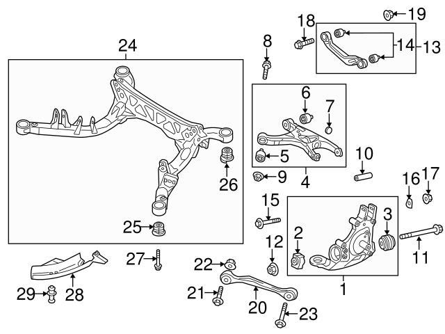 Genuine VW/Audi 4G0505145F Suspension Crossmember Insulator; Left Front ...