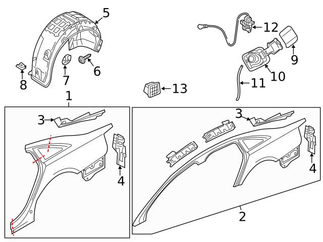 Genuine VW/Audi 4G0809906C Fuel Filler Housing; Rear - Audi ...