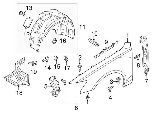 Genuine VW/Audi 4G0821135A Fender Bracket; Left - Audi | AU4G0821135A