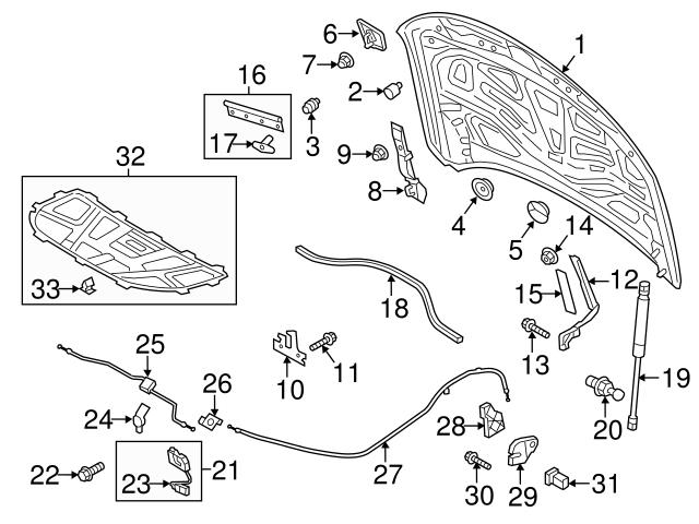Genuine VW/Audi 4G0823480A Hood Safety Catch; Front - Audi | 4G0823480 ...