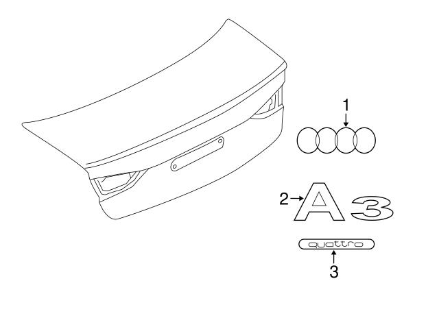 Genuine VW/Audi 4G08537372ZZ Hatch Emblem; Rear - Audi | AU4G08537372ZZ
