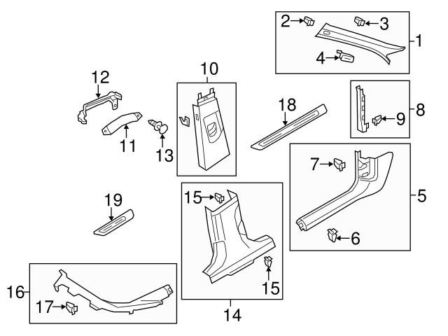 Genuine VW/Audi 4G0867276 A Pillar Trim Panel Clip; Left Rear, Right ...