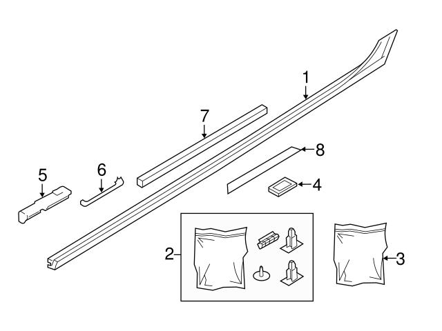 Genuine VW/Audi 4G0898909C Rocker Panel Molding Hardware Kit; Left ...