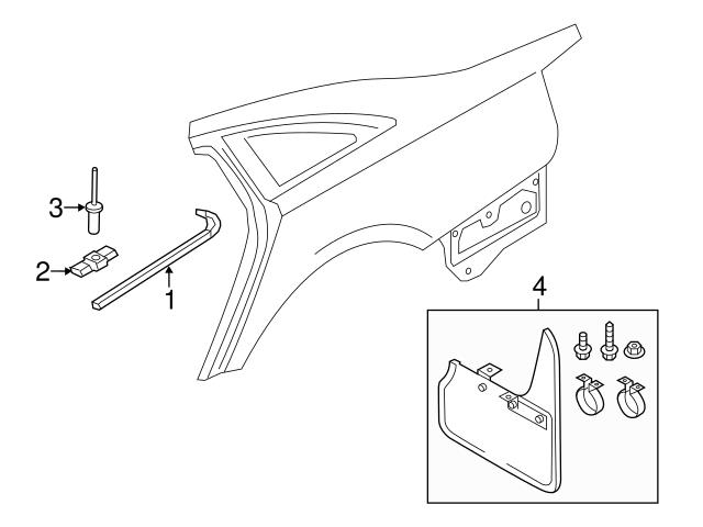 Genuine VW/Audi 4G5853345D2ZZ Quarter Panel Reveal Molding; Rear Left ...