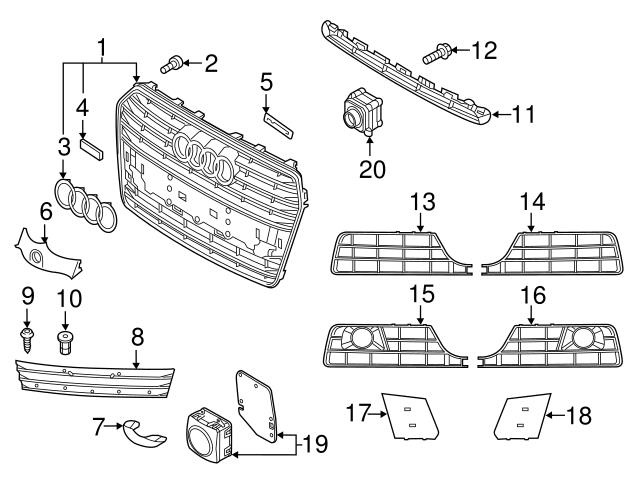 Genuine VW/Audi 4G8807647D9B9 Grille; Left - Audi | AU4G8807647D9B9