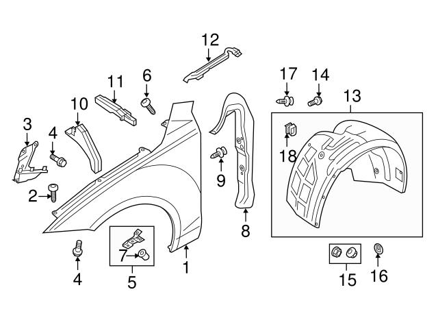Genuine VW/Audi 4G8821135D Fender Bracket; Left - Audi | AU4G8821135D