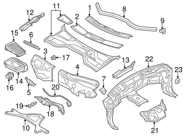 Genuine VW/Audi 4H0805845B Cowl Crossmember; Left - Audi | AU4H0805845B