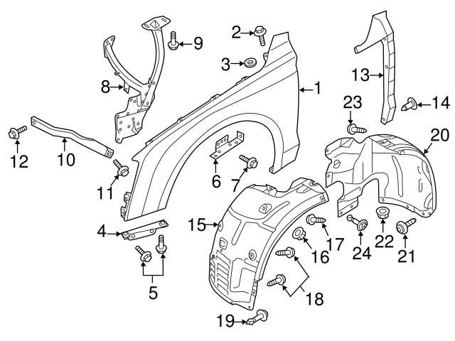 Genuine VW/Audi 4H0821135F Fender Bracket; Left - Audi | 4H0821135C ...