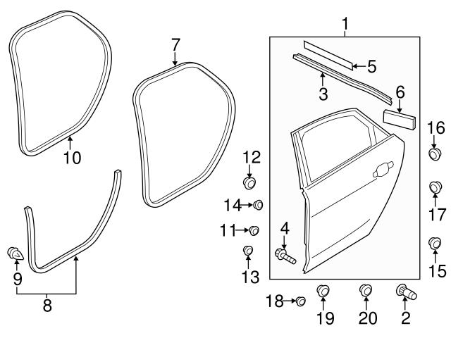 Genuine VW/Audi 4H4839717C Door Seal; Left - Audi | 4H4839717B AU4H4839717C