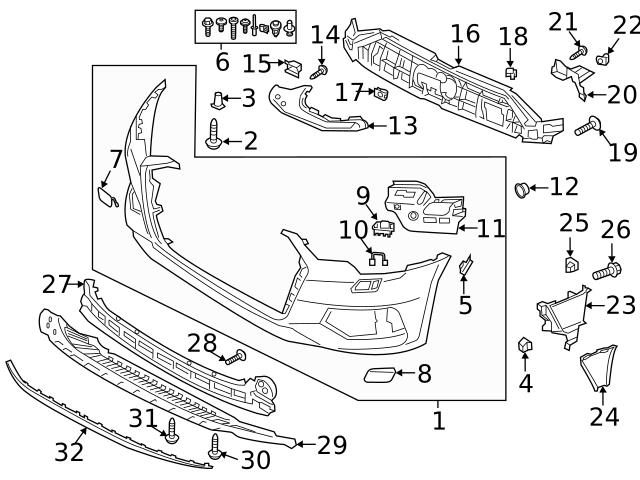 Genuine VW/Audi 4K0098623 Bumper Cover Hardware Kit; Left, Right - Audi ...
