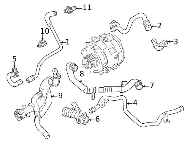 Genuine VW/Audi 4K0122055BC Radiator Coolant Hose; Right - Audi ...