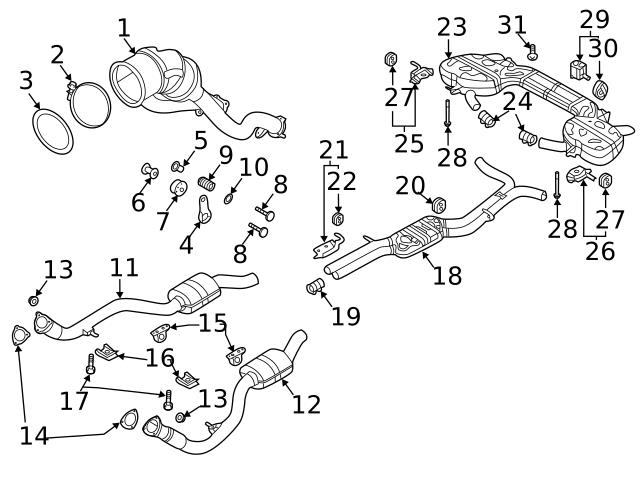 Genuine VW/Audi 4K0253144G Exhaust System Hanger; Rear, Front - Audi ...
