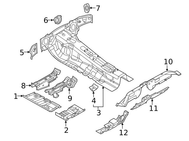 Genuine VW/Audi 4K0804901 Floor Pan Bracket; Rear Left - Audi | AU4K0804901