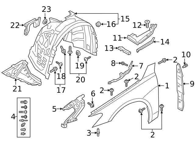 Genuine VW/Audi 4K0821112 Fender Filler Panel; Right - Audi | AU4K0821112