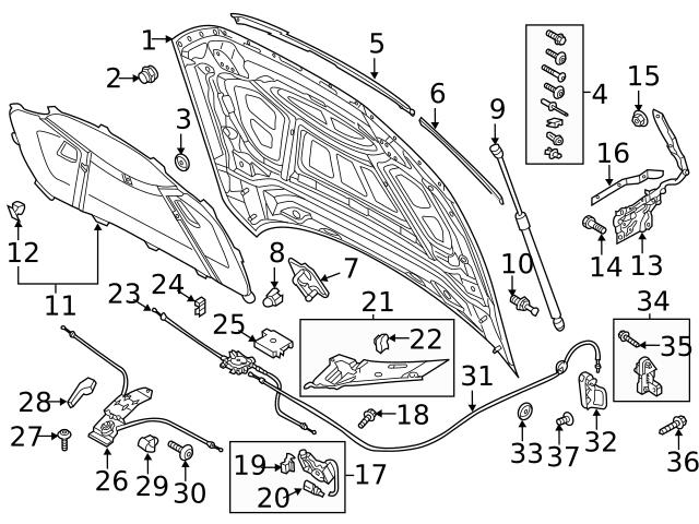 Genuine VW/Audi 4K0823359 Hood Lift Support; Left, Right - Audi | 4K0823359A AU4K0823359