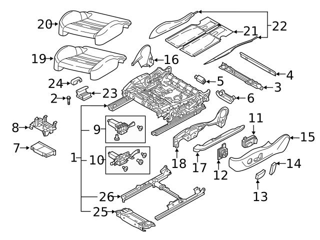 Genuine VW/Audi 4K0881559B Seat Frame Trim Panel Bracket; Left - Audi ...
