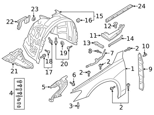 Genuine VW/Audi 4K8821132B Fender Bracket; Right - Audi | AU4K8821132B