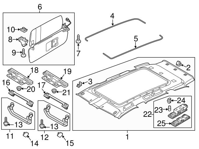 Genuine VW/Audi 4L085956295T Sun Visor Holder; Right - VW ...