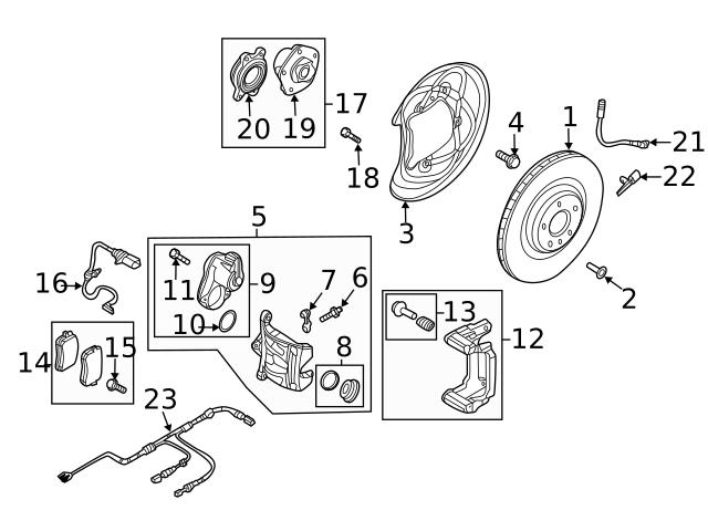 Genuine VW/Audi 4M0615121D Brake Pad Wear Sensor; Left, Right, Rear ...