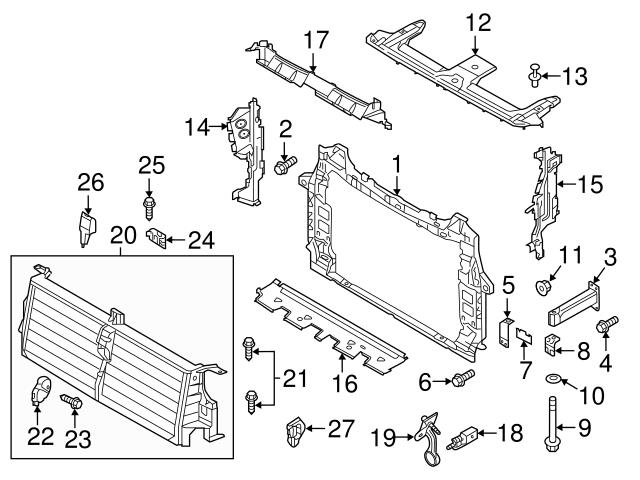 Genuine VW/Audi 4M0804285 Frame Rail End Bracket; Left - Audi | AU4M0804285