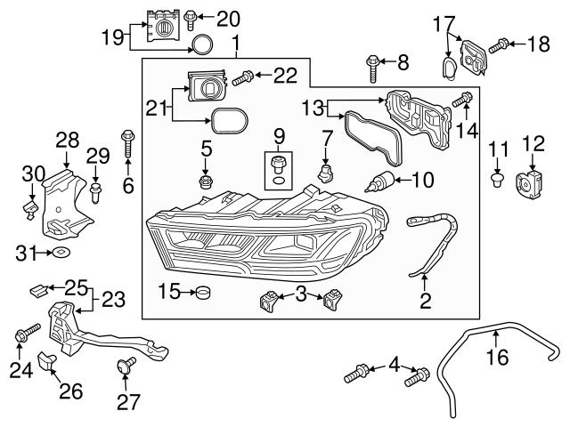 Genuine VW/Audi 4M0805608 Headlight Bracket; Right - Audi | AU4M0805608