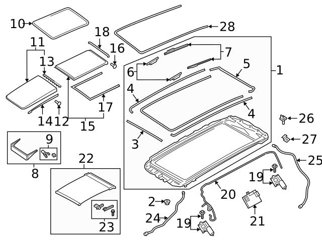 Genuine VW/Audi 4M0877049E Sunroof Frame | 4M0877049D AU4M0877049E