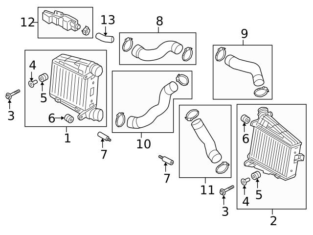 Genuine VW/Audi 4N0145709AA Turbocharger Intercooler Pipe; Left Lower ...