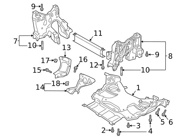 Genuine VW/Audi 4N0399296M Suspension Subframe Reinforcement Bracket ...