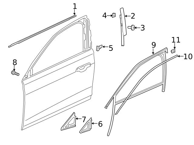 Genuine VW/Audi 4N0837432B Window Channel; Right - Audi | 4N0837432A ...