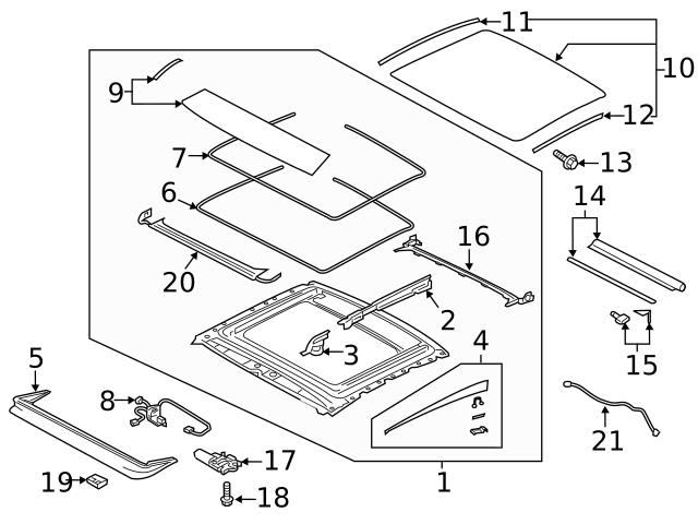 Genuine VW/Audi 4N0898924 Sunroof Cover Hardware Kit; Front - Audi ...