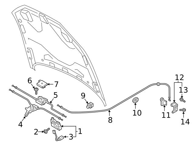 Genuine VW/Audi 4N1823633B Hood Release Handle Bracket - Audi ...