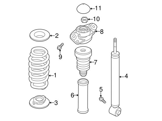 Genuine VW/Audi 561513049D Shock Absorber; Rear Left or Right - VW ...