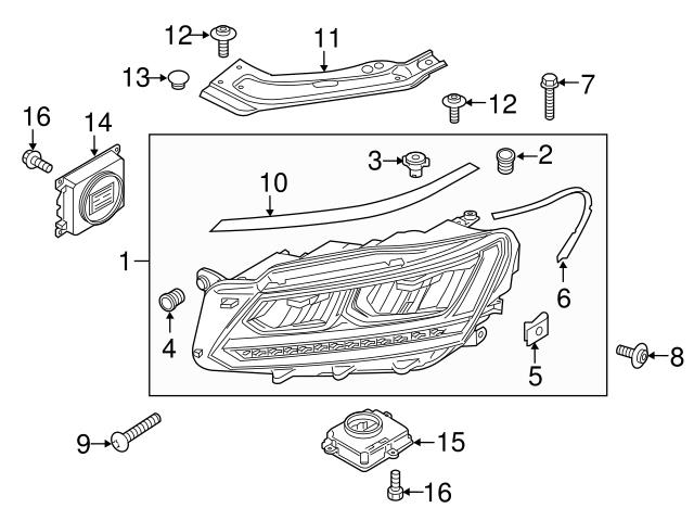 Genuine VW/Audi 561998119 Headlight Molding; Left - VW | VW561998119