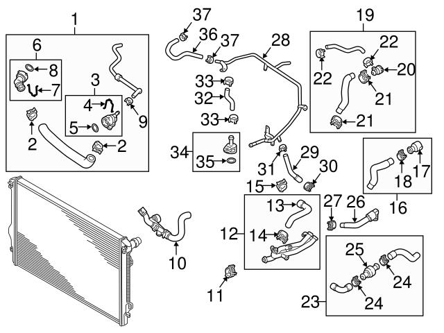Genuine VW/Audi 5C0122073D Coolant Hose; Upper - VW | VW5C0122073D