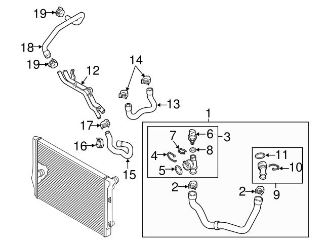 Genuine VW/Audi 5C0122291C Radiator Coolant Hose Adapter; Lower, Right ...
