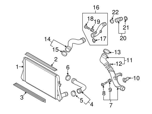 Genuine VW/Audi 5C0145770C Turbocharger Intercooler Pipe; Left, Center ...