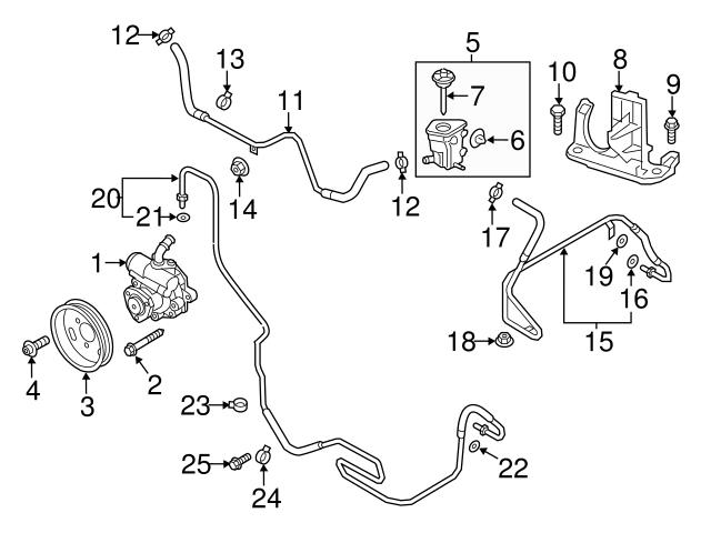 Genuine VW/Audi 5C0422166H Power Steering Pump Reservoir Bracket - VW ...