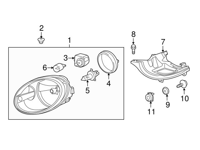 Genuine VW/Audi 5C5941053B Headlight Bracket; Left - VW | 5C5941053 ...
