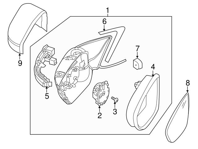 Genuine VW/Audi 5C6857601 Door Mirror Trim Ring; Front Left - VW ...